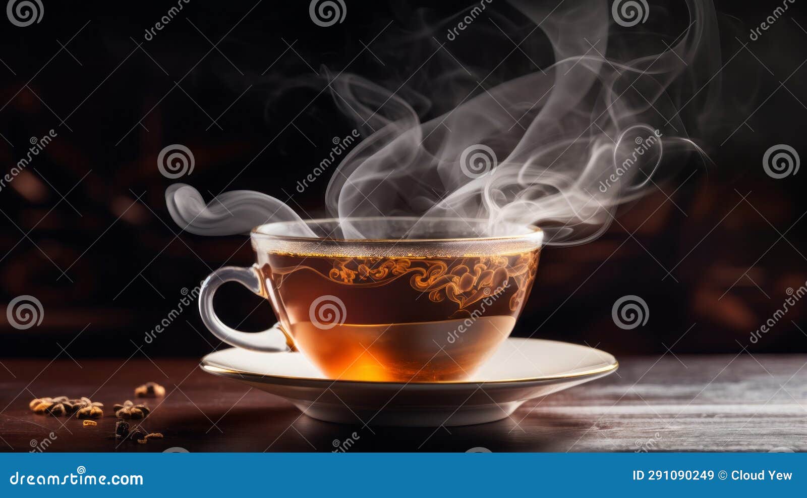 Steaming cup of tea stock illustration. Illustration of aroma - 291090249