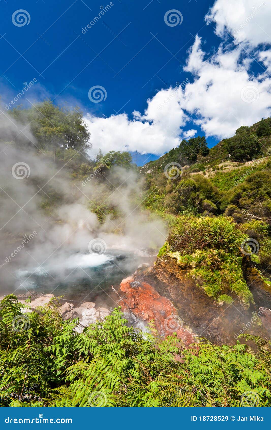 Steaming Geothermal Pool - New Zealand Stock Image - Image of orange ...