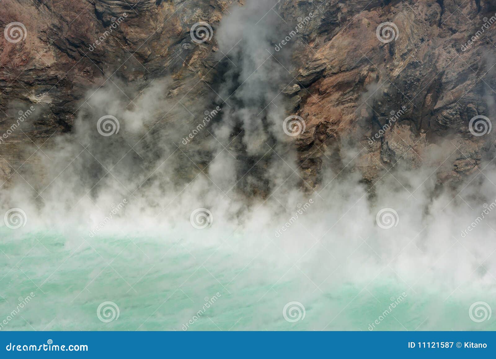 Steaming Green Volcano Lake Stock Image - Image of geography, green ...