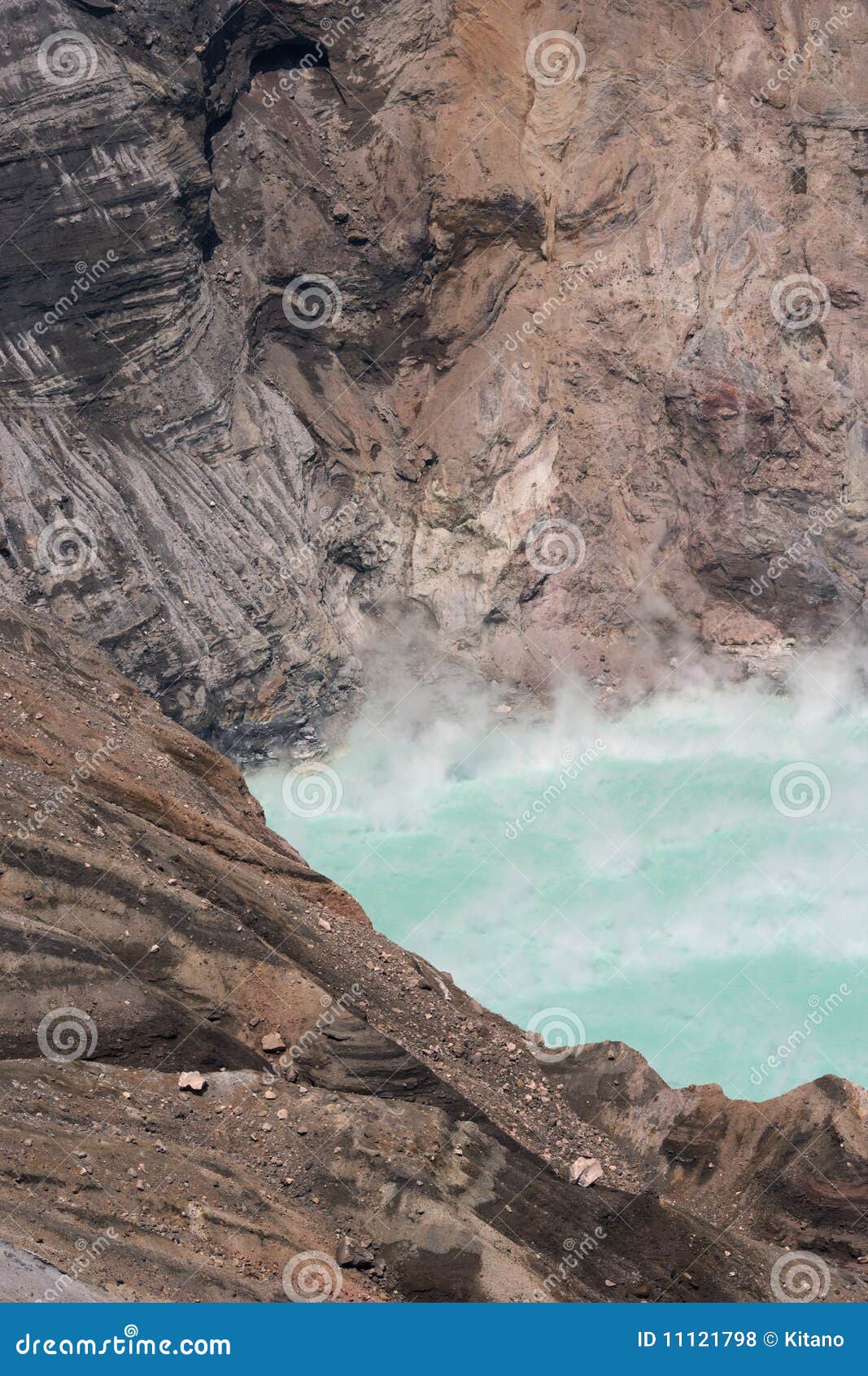 Steaming Green Volcano Lake Stock Photo - Image of sulfur, caldera ...
