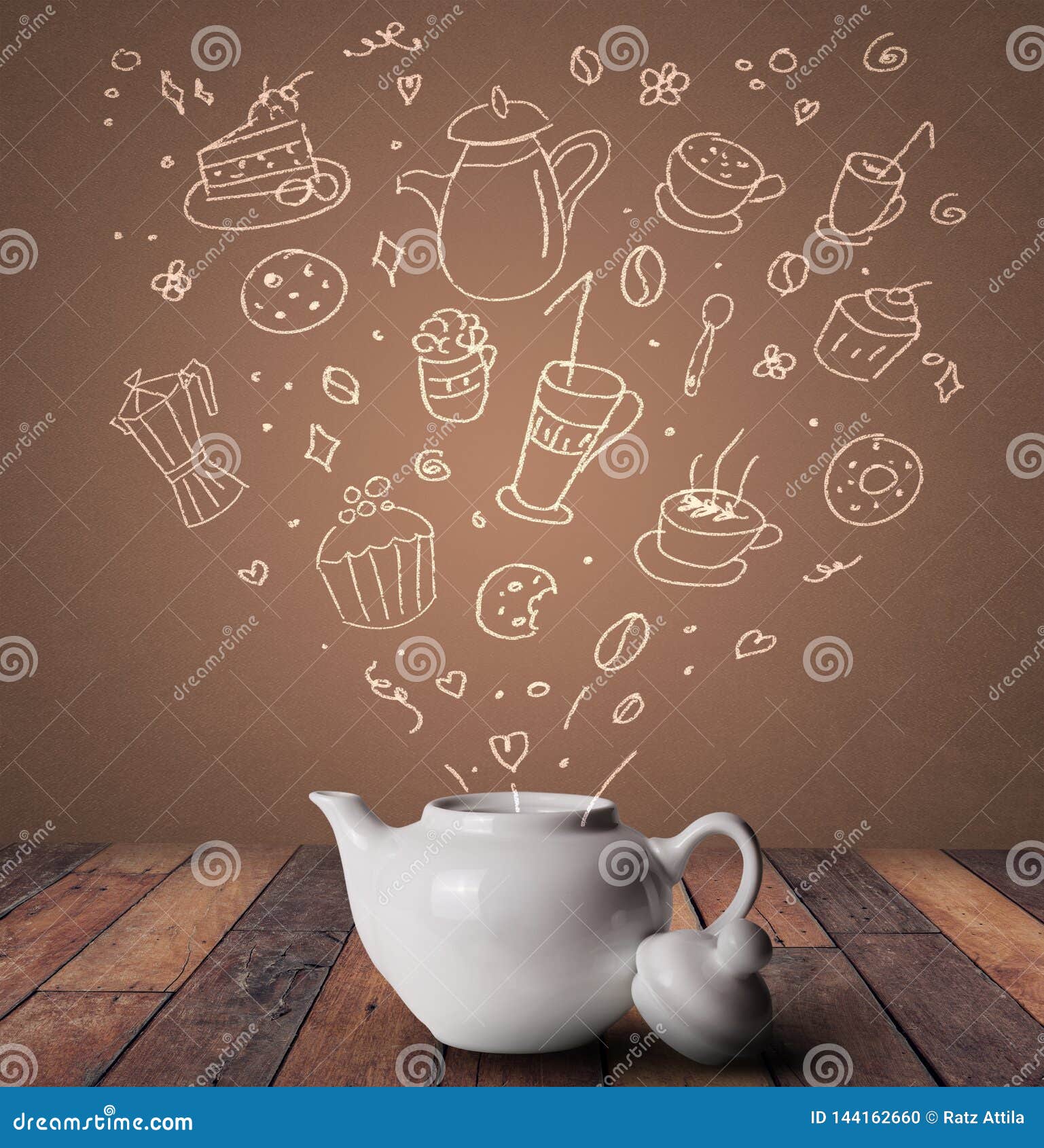 Steaming Hot Drink with Doodles Stock Photo - Image of espresso, beans ...