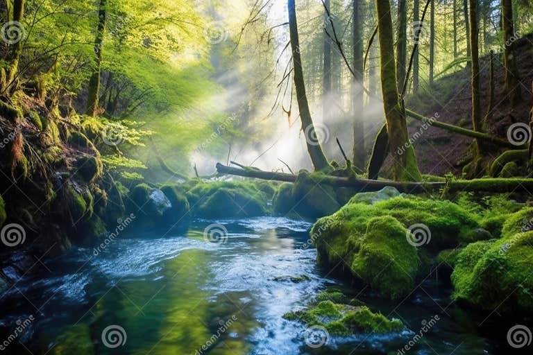 A Steaming Hot Spring in a Dense Forest Stock Image - Image of ...