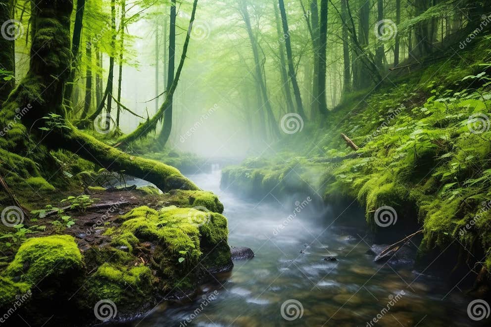 A Steaming Hot Spring in a Dense Forest Stock Image - Image of thermal ...