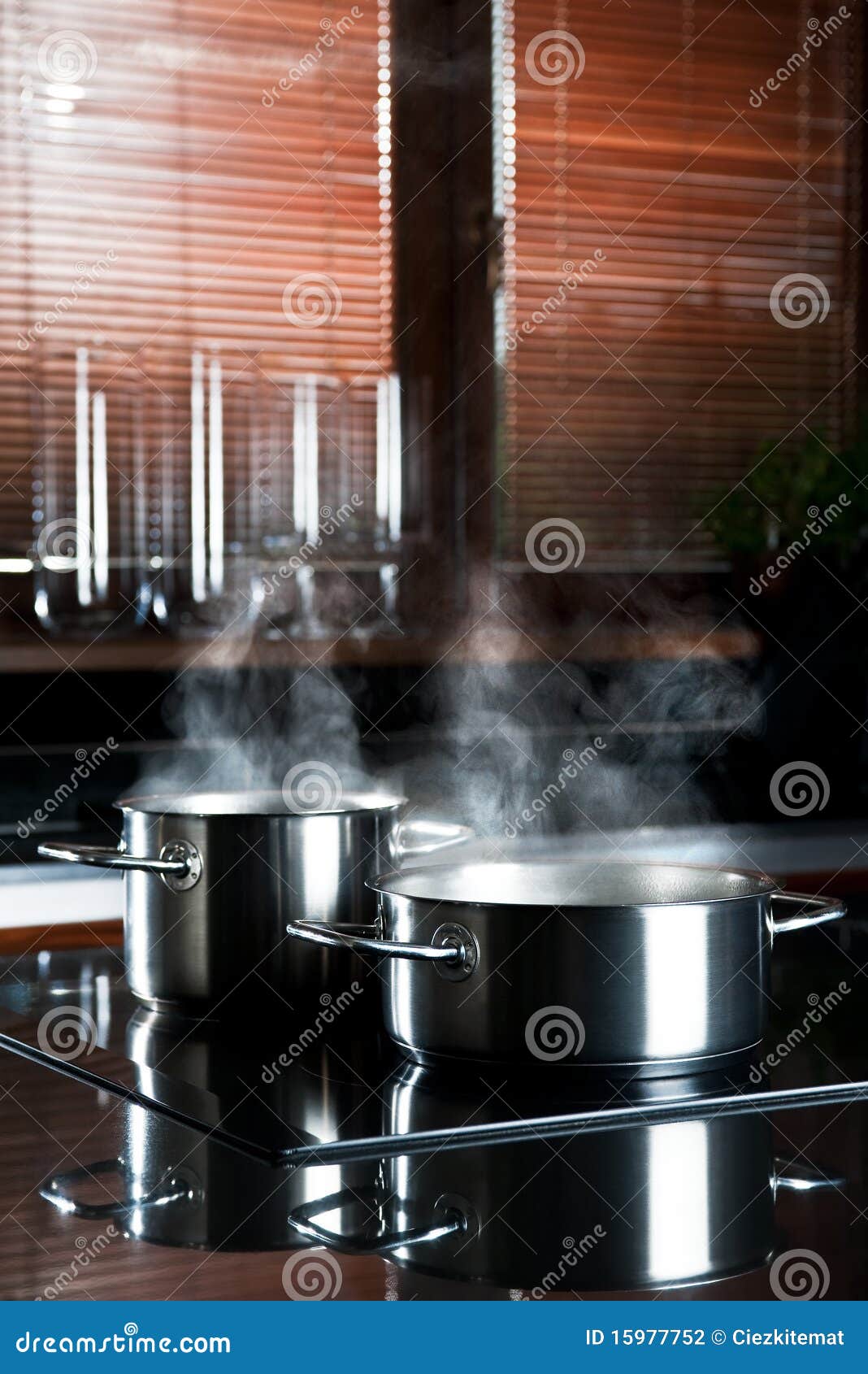 Steaming Metal Cooking Pots Stock Photo - Image of kitchen, cook: 15977752