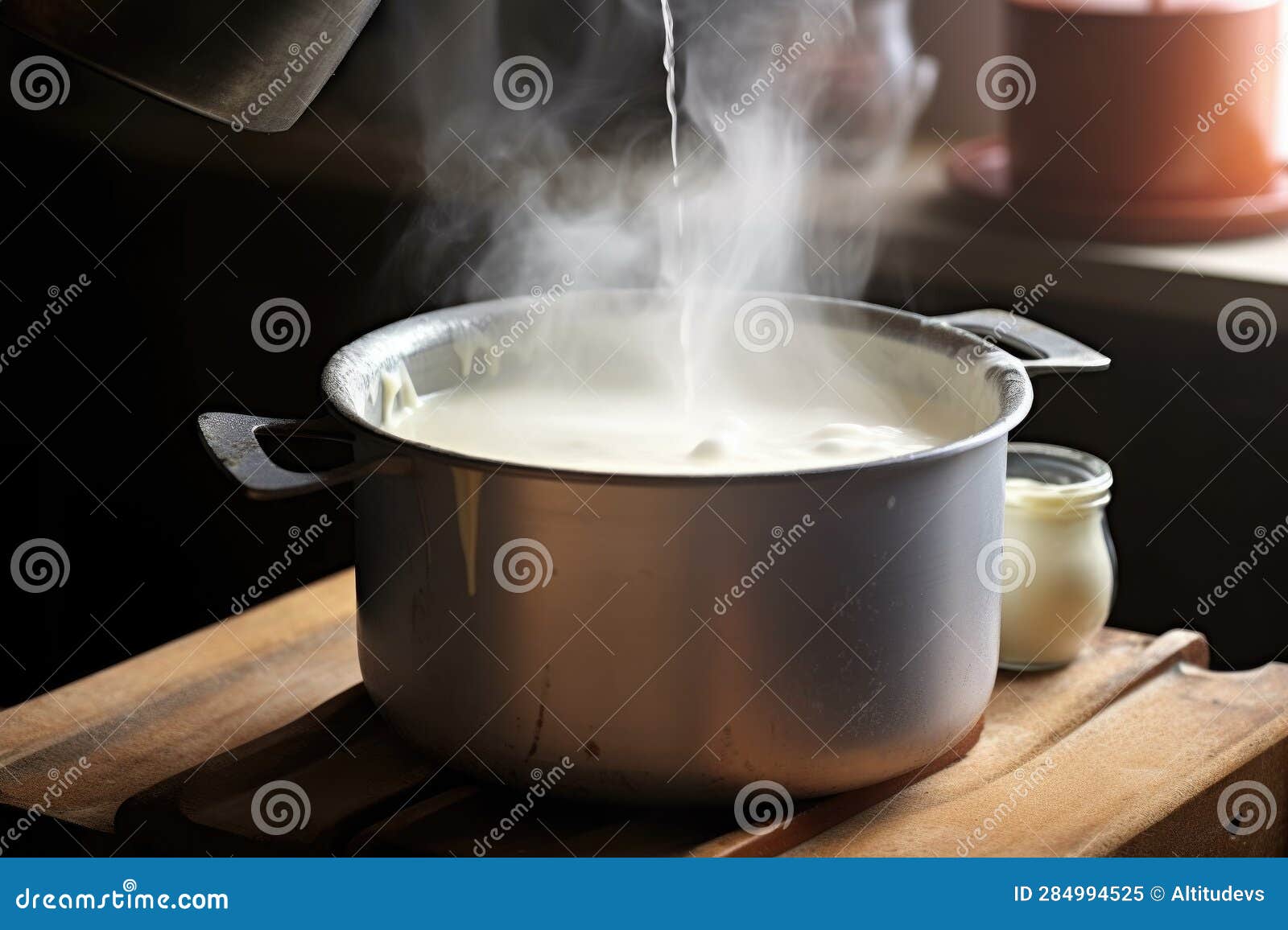 Steaming Milk in Cheesemaking Process on Stovetop Stock Illustration ...