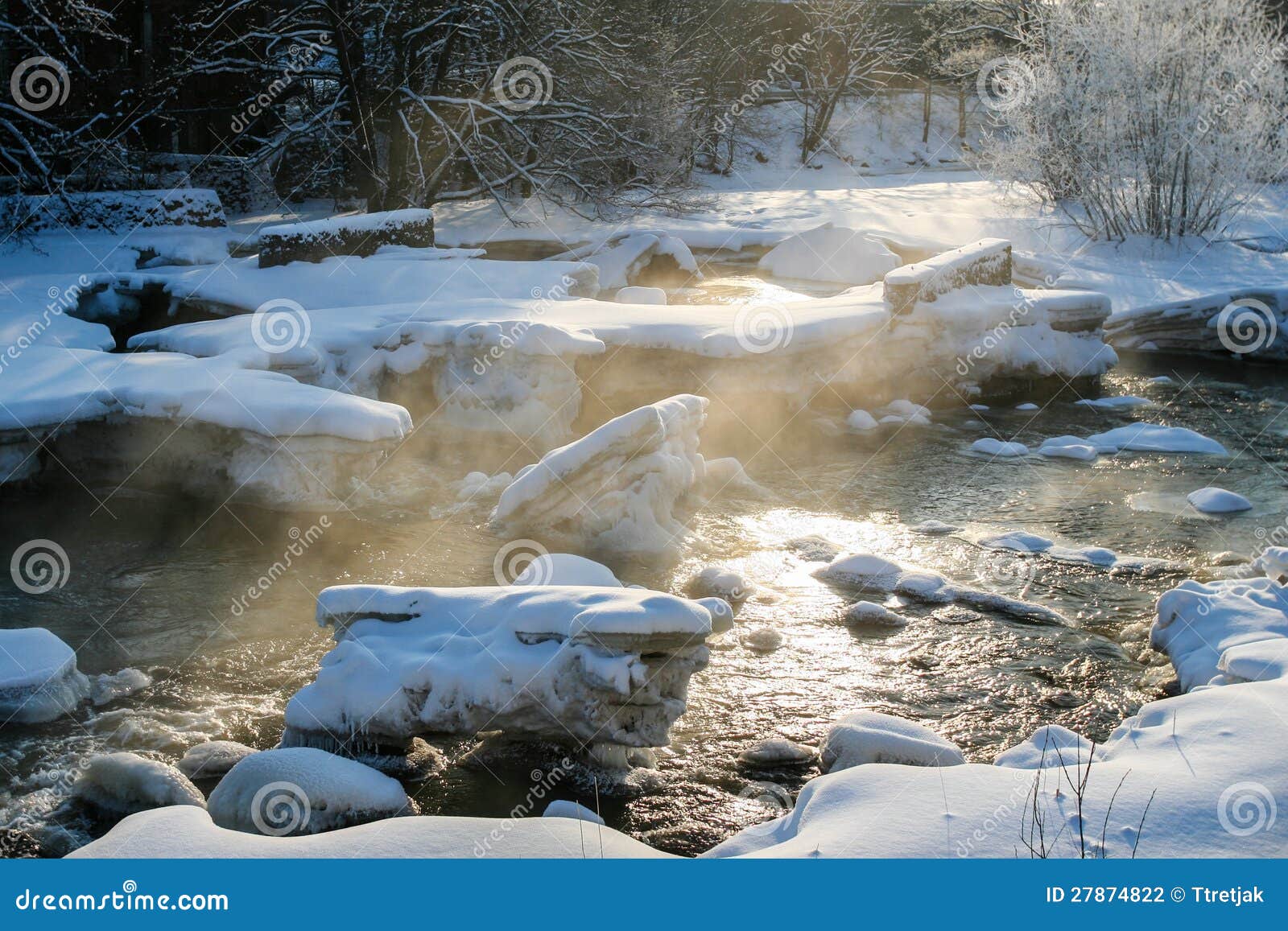 Steaming River on a Cold Winter Day Stock Photo - Image of snow, nature ...
