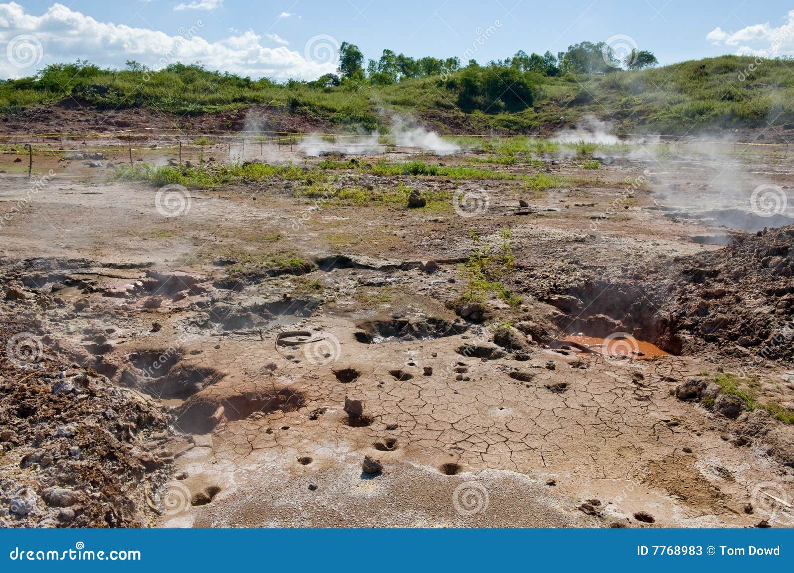 Steaming volcanic mud pots stock image. Image of outdoor - 7768983