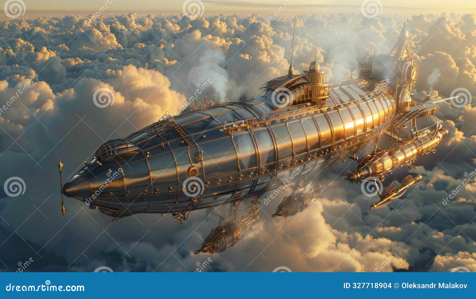Magnificent Steampunk Cityscape With Airships And Victorian ...