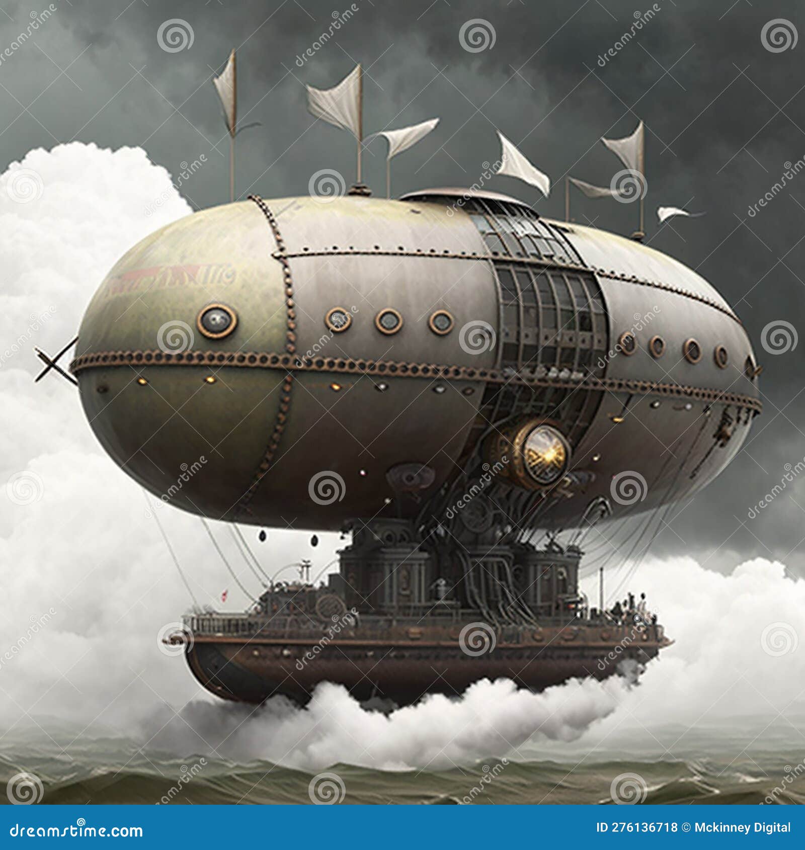 Steampunk Airship Concept Art. Ai Generated. Stock Illustration ...
