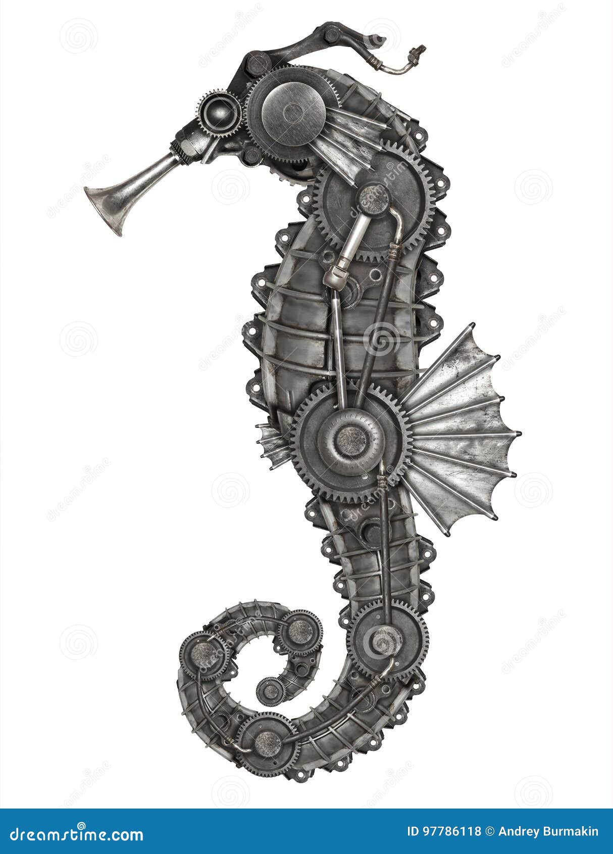 Steampunk-Art Seahorse stockfoto. Bild von cyber, meer - 97786118