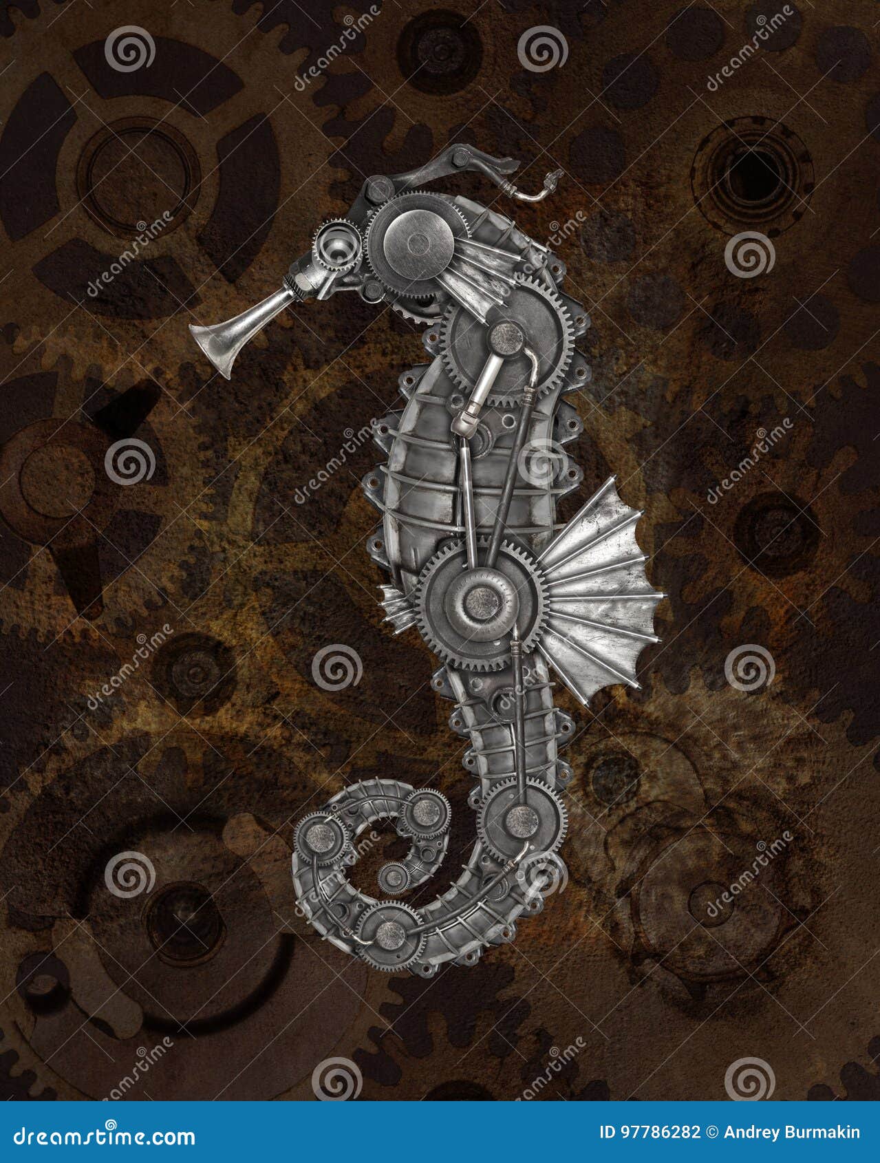 Steampunk-Art Seahorse stockfoto. Bild von begrifflich - 97786282