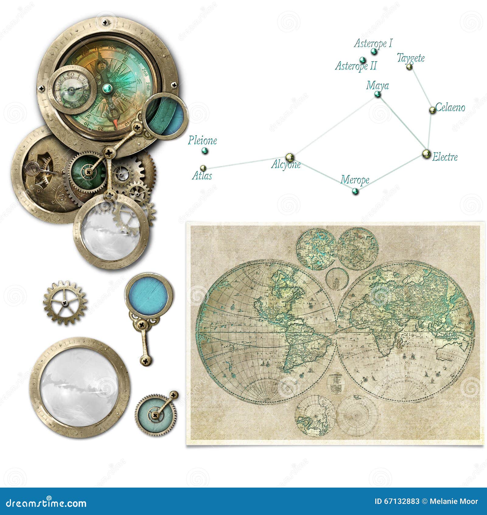 Steampunk Astrology/compass Devices Selection Royalty-Free Stock ...