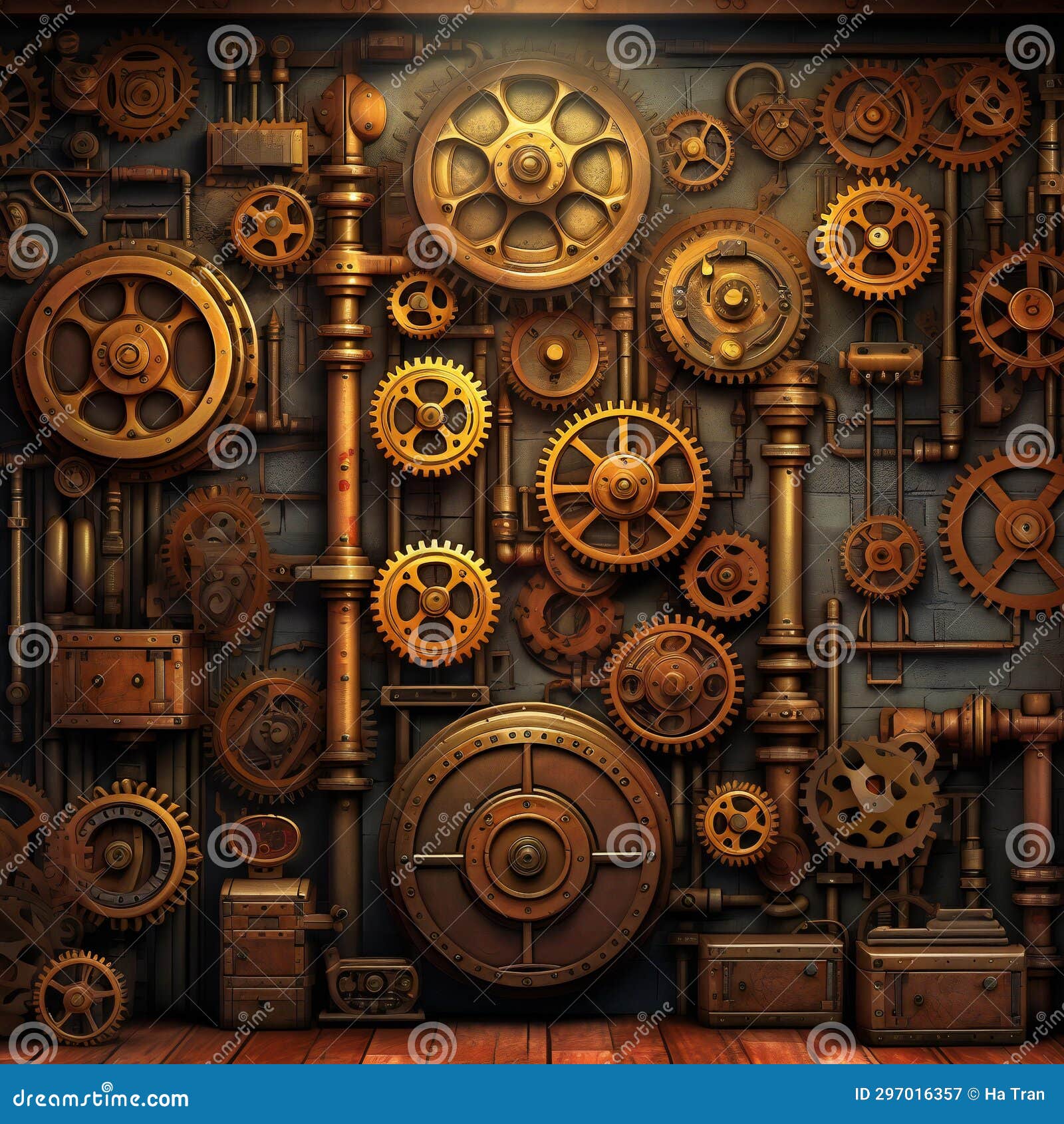 Steampunk Background with Gear Wheels and Cogwheels Stock Illustration ...