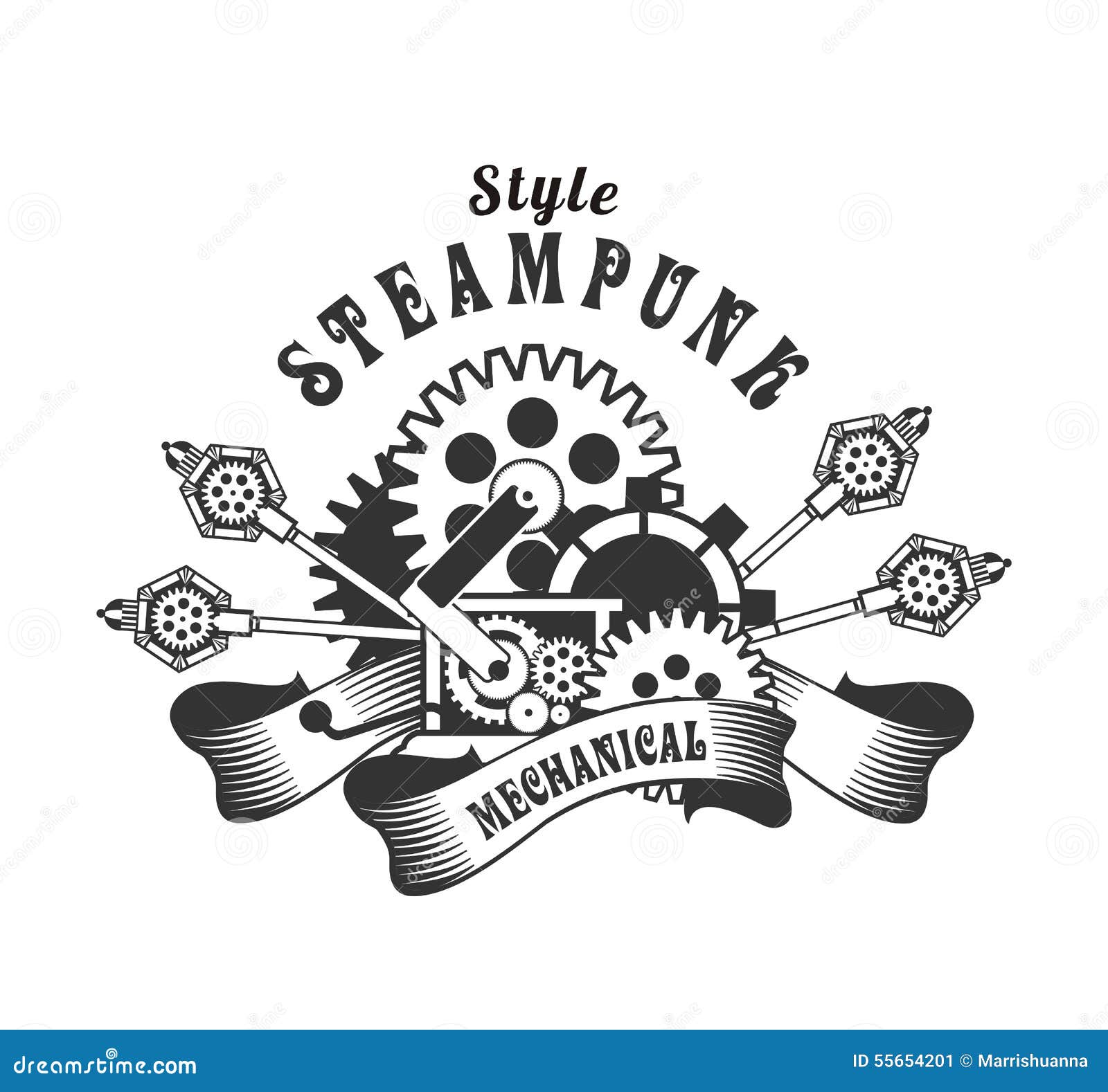 Steampunk badge stock vector. Illustration of bypass - 55654201