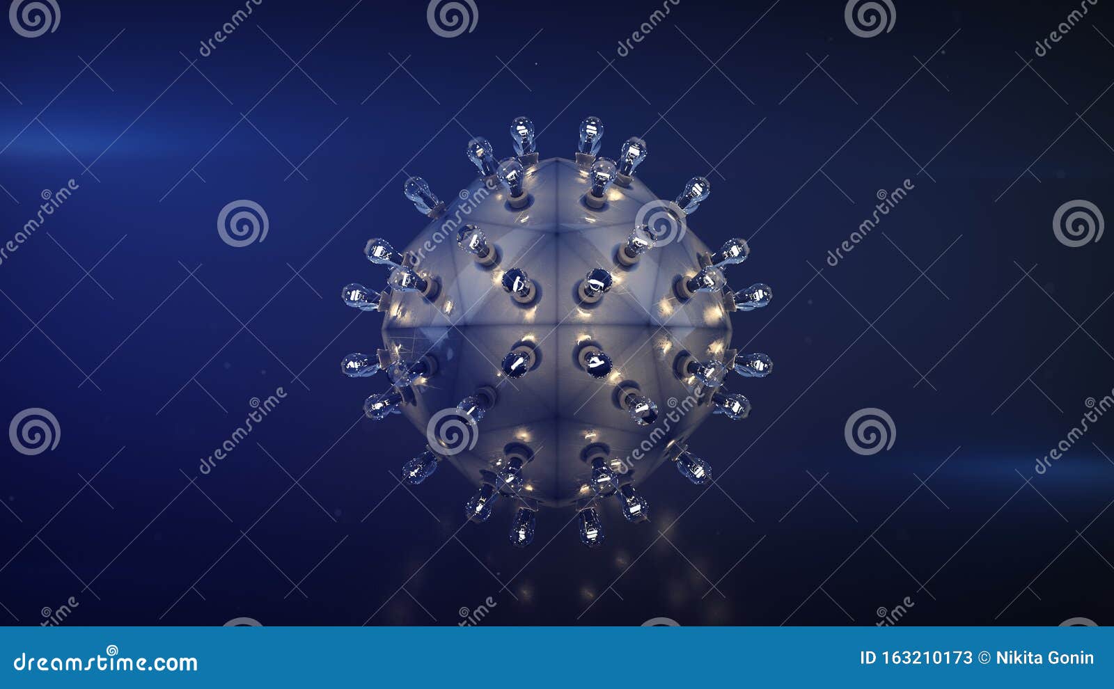 Steampunk Ball with Blue Light Bulbs 3D Render Illustration Stock ...