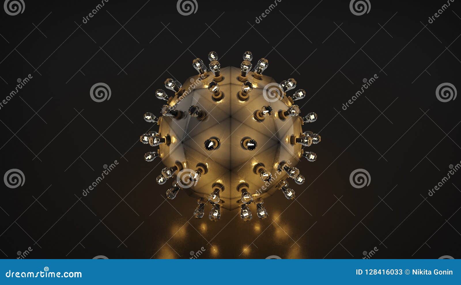 Steampunk Ball with Light Bulbs 3D Render Stock Illustration ...