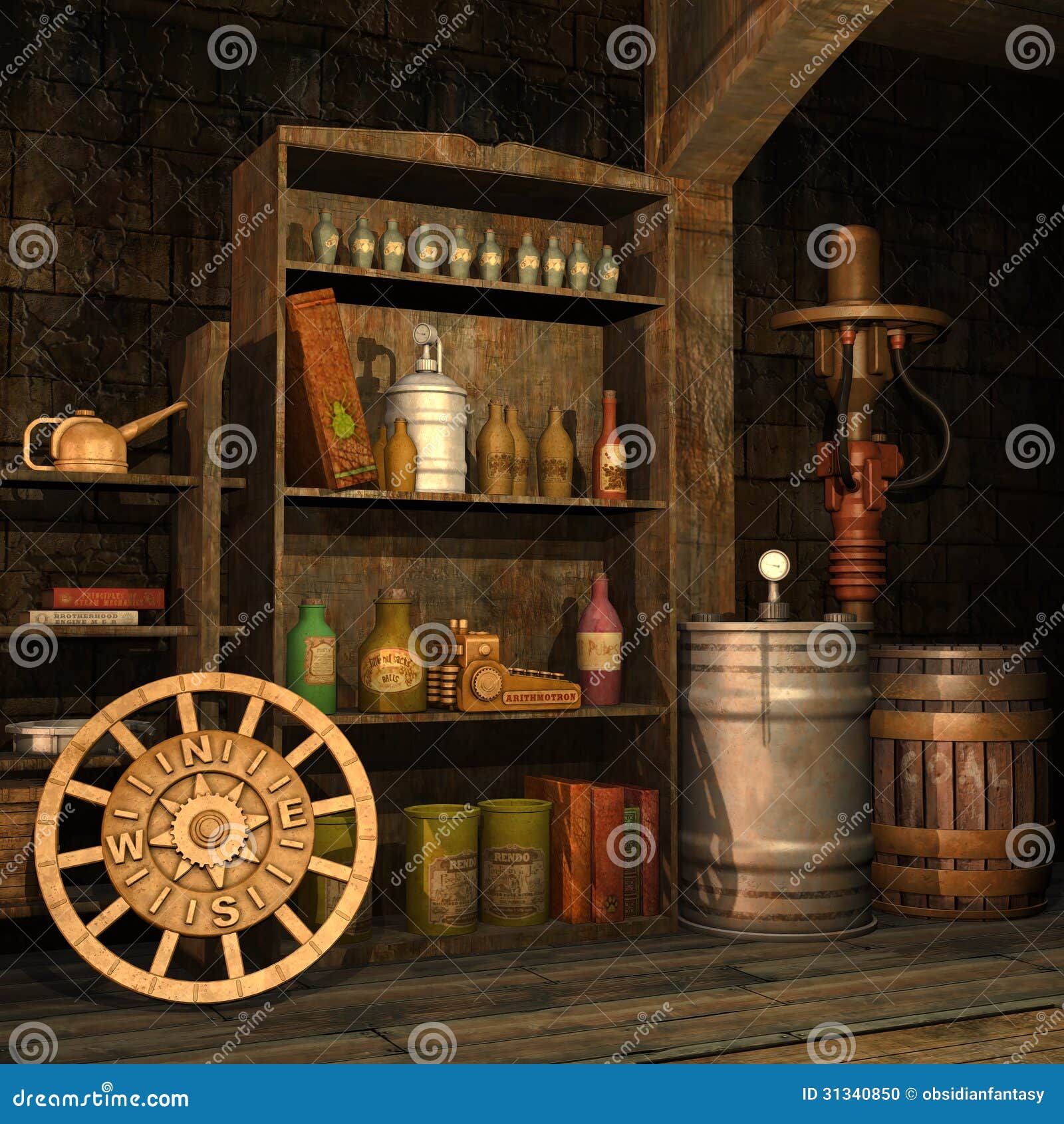 Steampunk basement stock illustration. Illustration of tool - 31340850