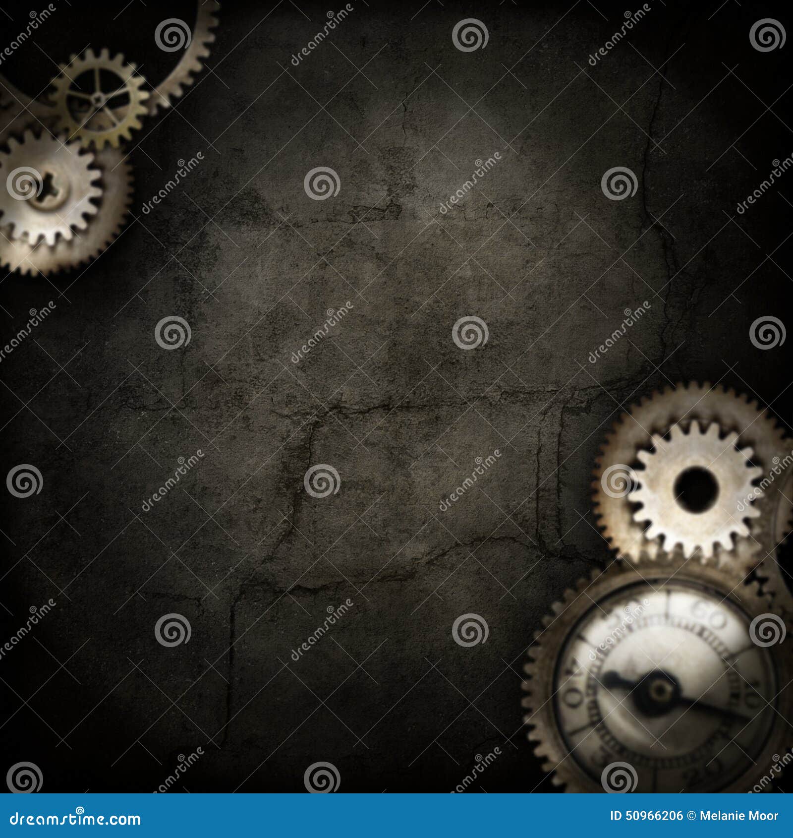Steampunk Border With Clock In Glass Dome Stock Photo | CartoonDealer ...