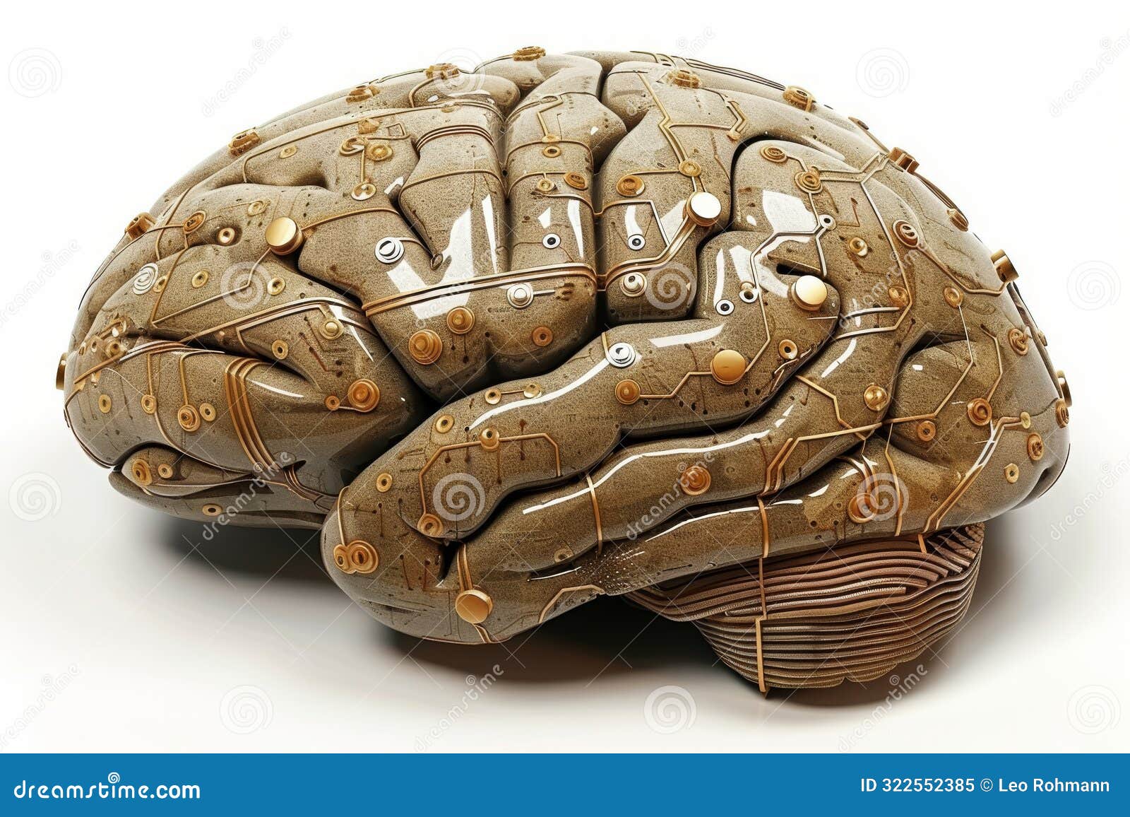 Steampunk Brain Model with Intricate Gears and Circuits, Blending ...
