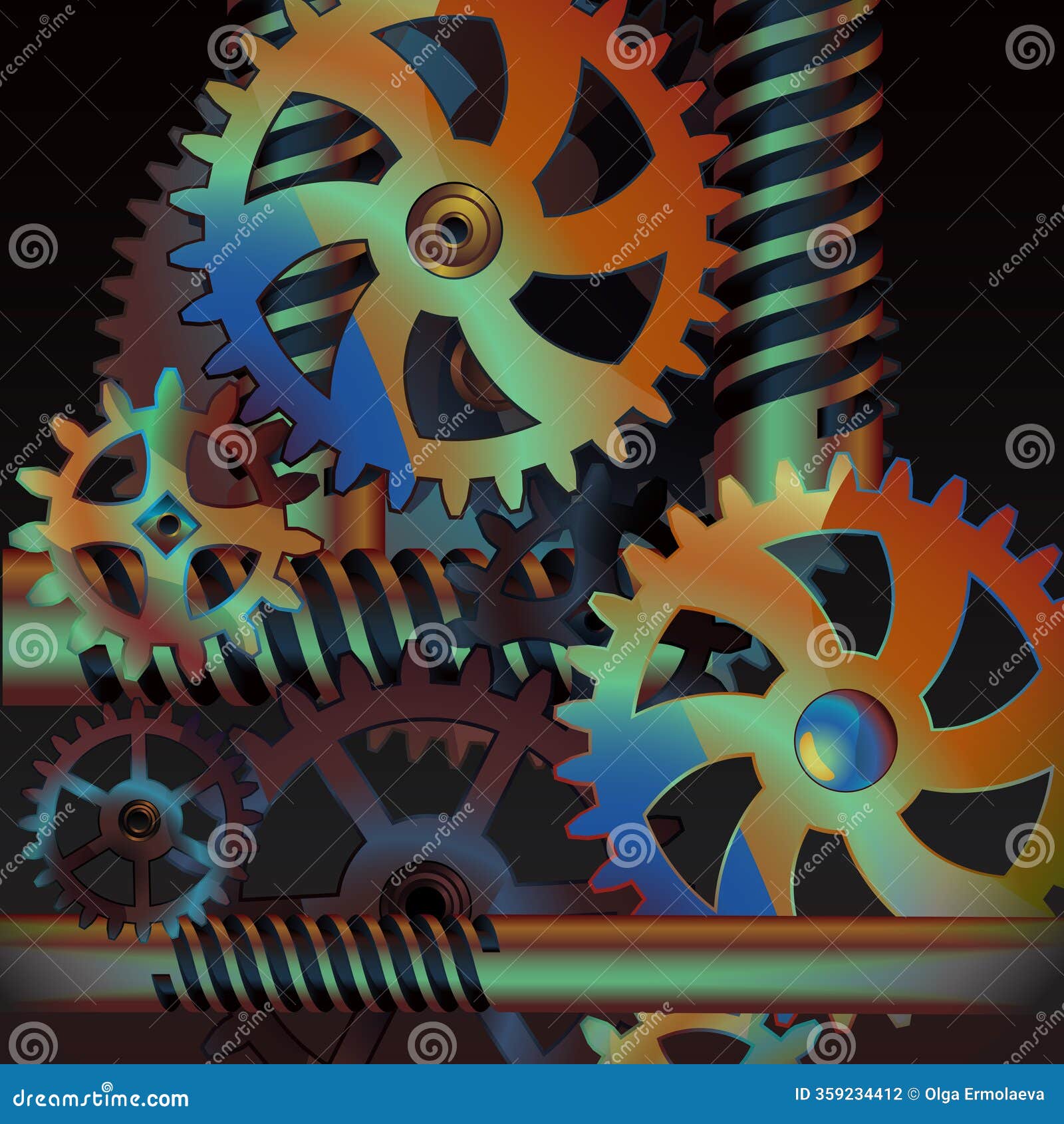 Steampunk Bronze Gear Wheels Stock Vector - Illustration of engineering ...