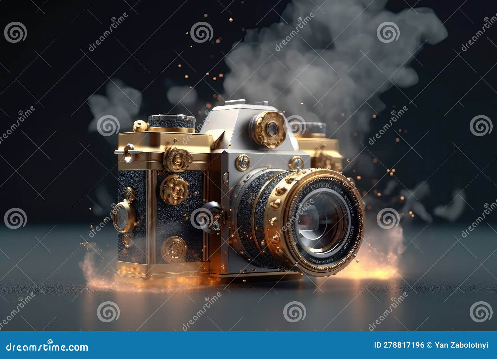Steampunk Camera on Smoky Grey Background. Generative AI Stock ...