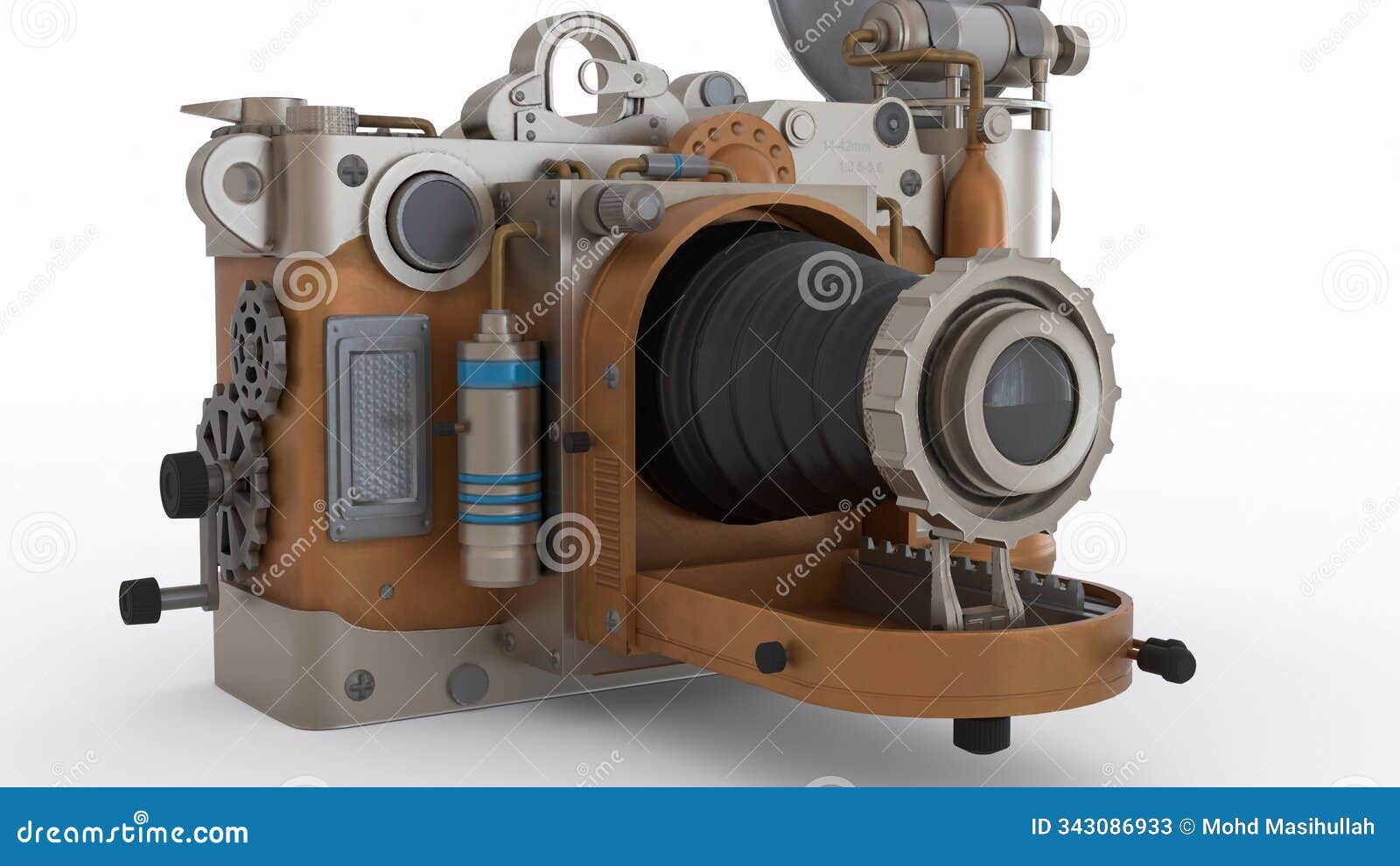 Steampunk Camera with White Background Stock Illustration ...