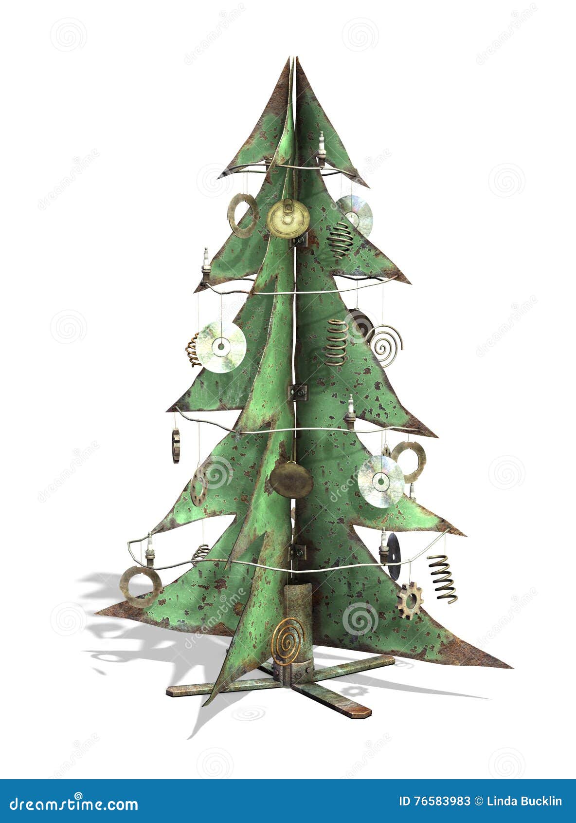 Steampunk Christmas Tree stock illustration. Illustration of render ...