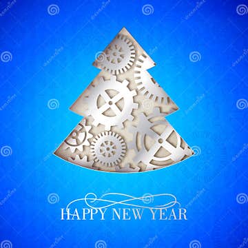 Steampunk christmas tree. stock vector. Illustration of merry - 35121400