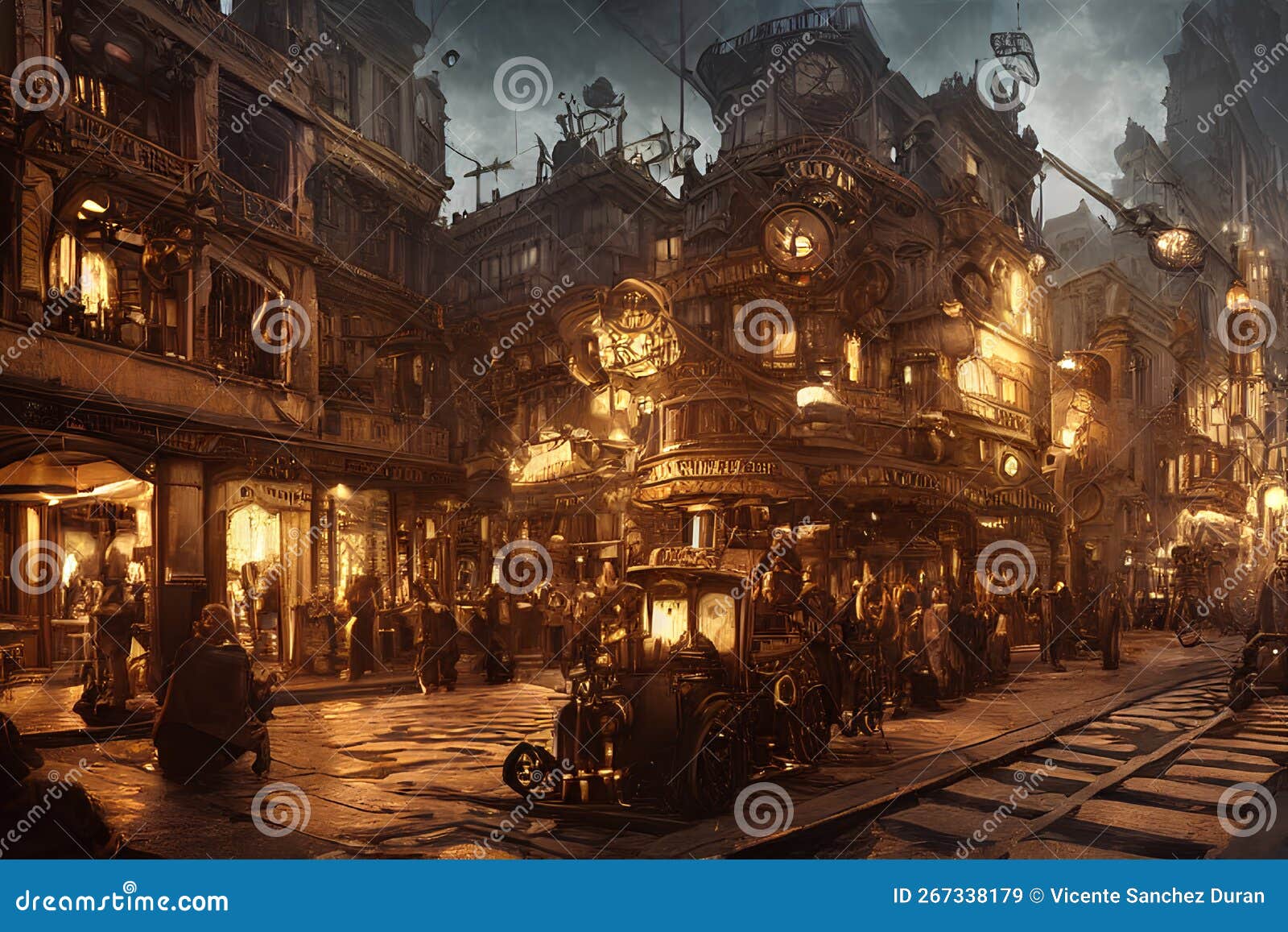 Steampunk City Future Art, GENERATIVE AI Stock Illustration ... Steampunk City Future Art, GENERATIVE AI Stock Illustration ...