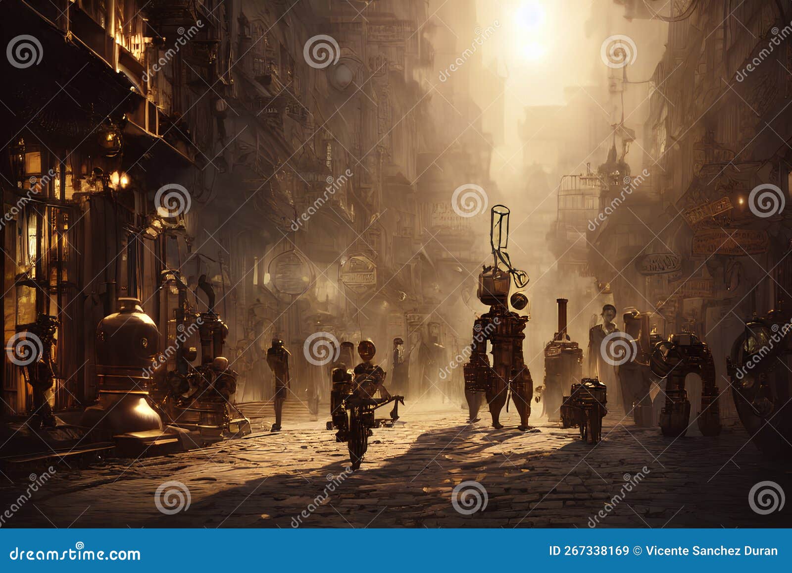 Steampunk City Future Art Robots , GENERATIVE AI Stock Illustration ... Steampunk City Future Art Robots , GENERATIVE AI Stock Illustration ...