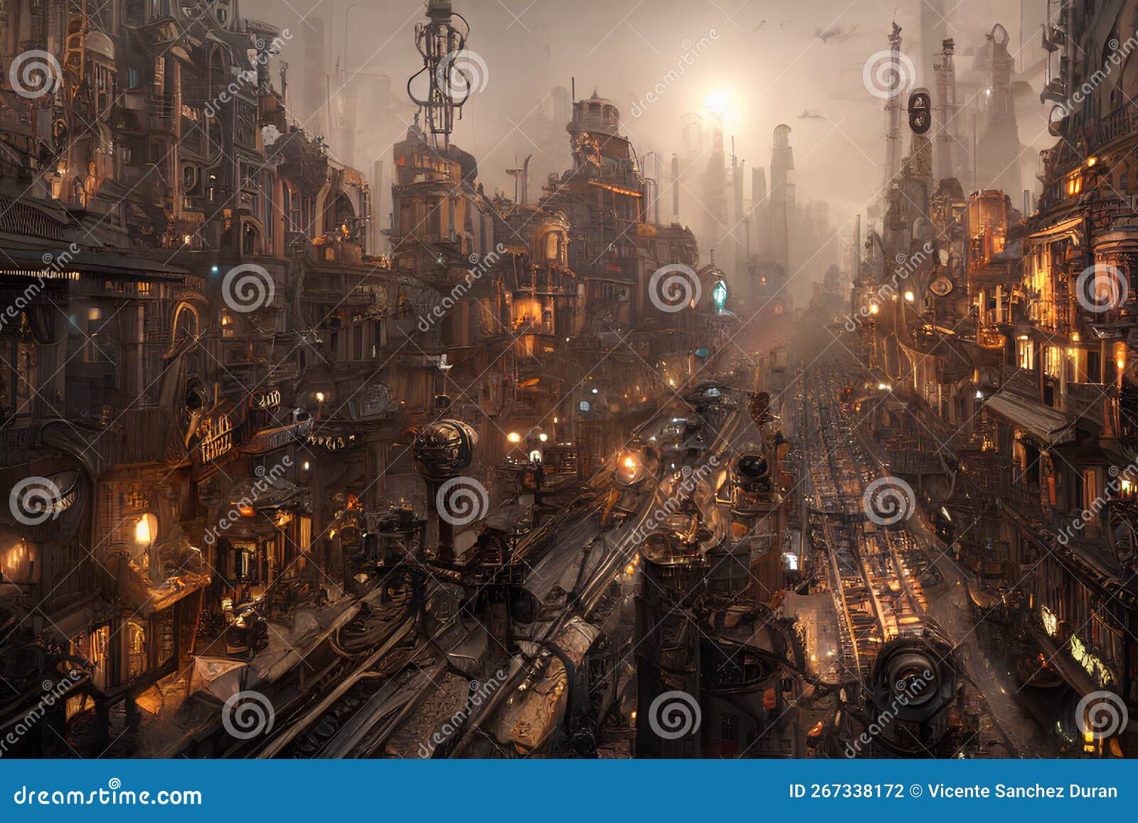 Steampunk City Future Art Robots , GENERATIVE AI Stock Illustration ... Steampunk City Future Art Robots , GENERATIVE AI Stock Illustration ...