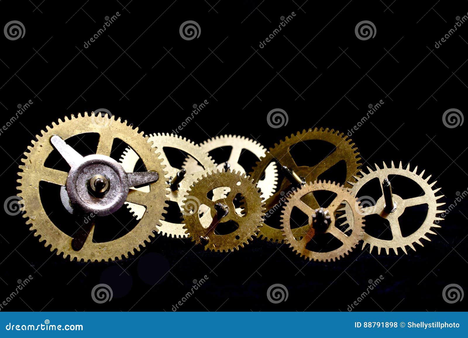 Steampunk Clock Cogs on Black Background Stock Photo - Image of closeup ...
