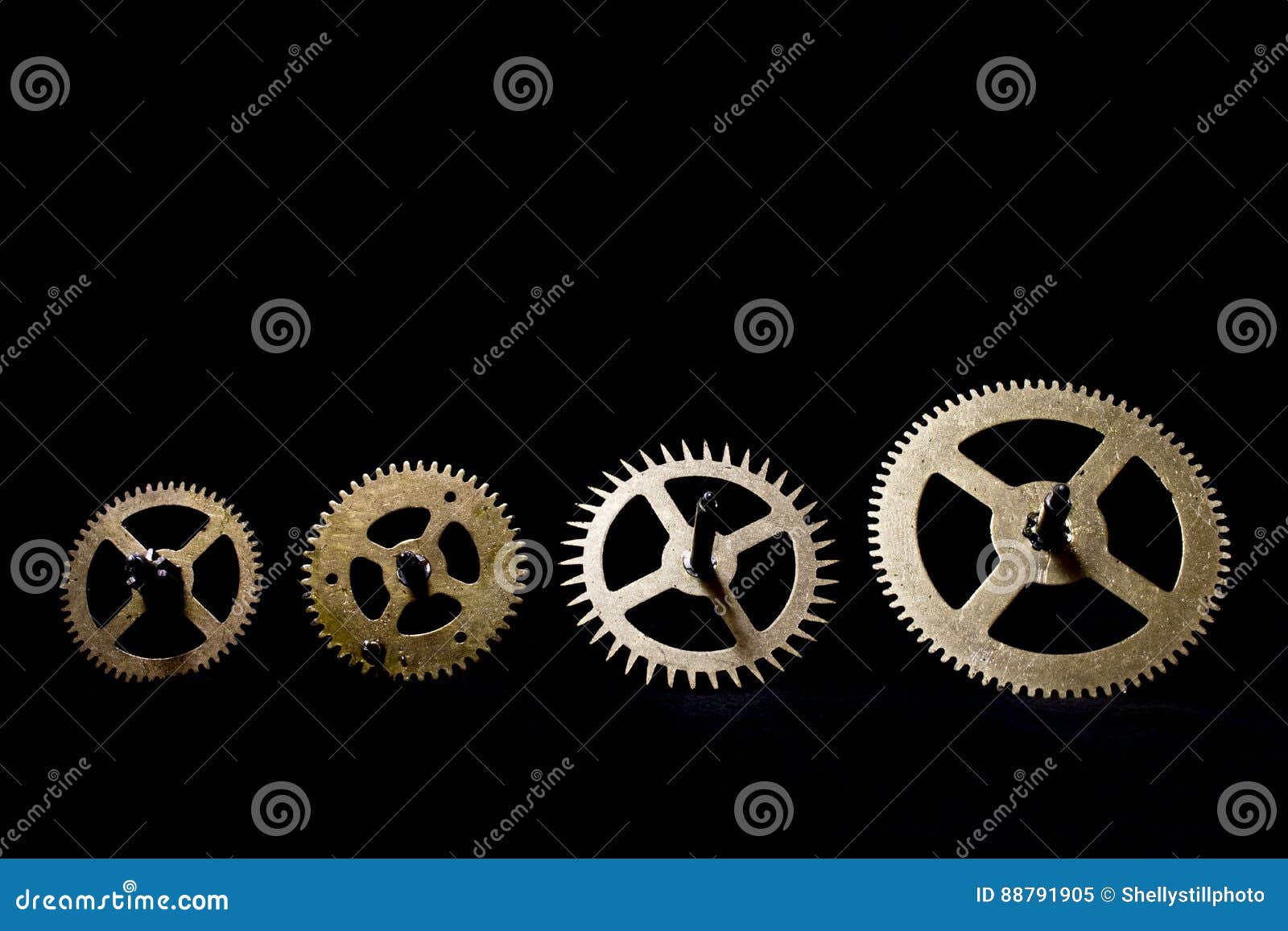 Steampunk Clock Cogs on Black Background Stock Image - Image of ...