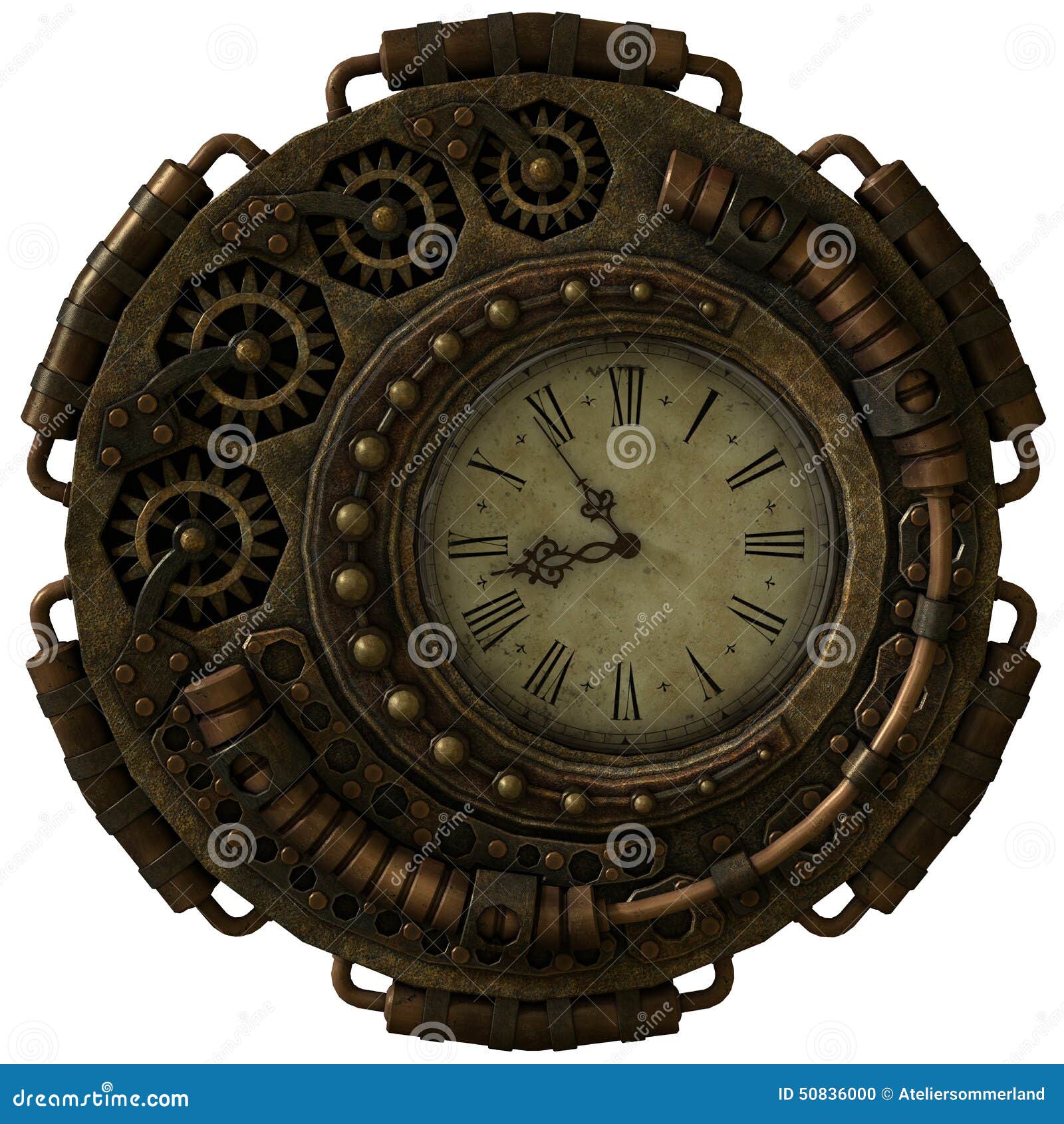 Steampunk Clock, 3d CG Royalty-Free Stock Image | CartoonDealer.com ...