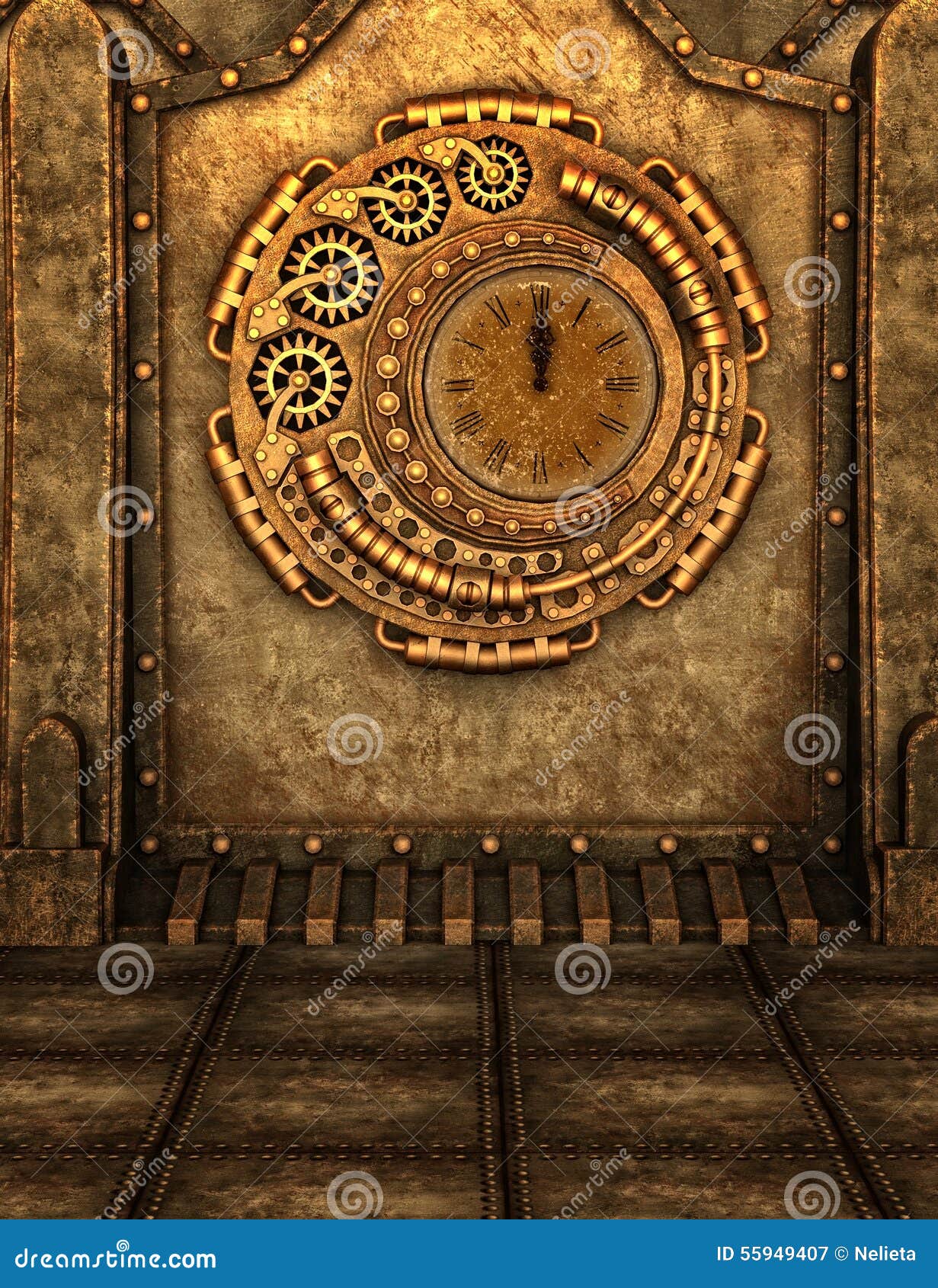 Steampunk Time Machine Key. Freehand Drawing. Marker And Color Pencil ...