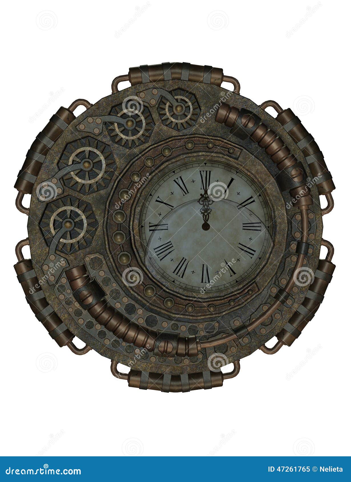 Steampunk clock stock image. Image of glass, gold, steampunk - 47261765