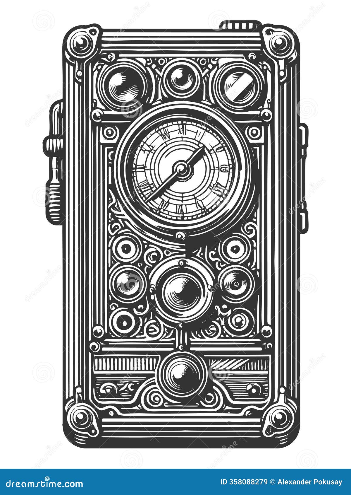 Steampunk Clockwork Device Vintage Vector Stock Vector - Illustration ...