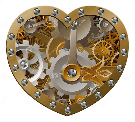 Steampunk clockwork heart stock vector. Illustration of machine - 39459907
