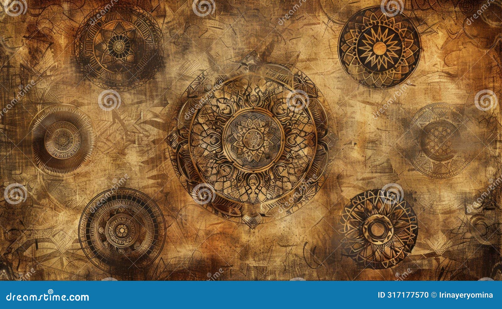 Steampunk Cogs And Mandalas On Vintage Background Royalty-Free Stock ...