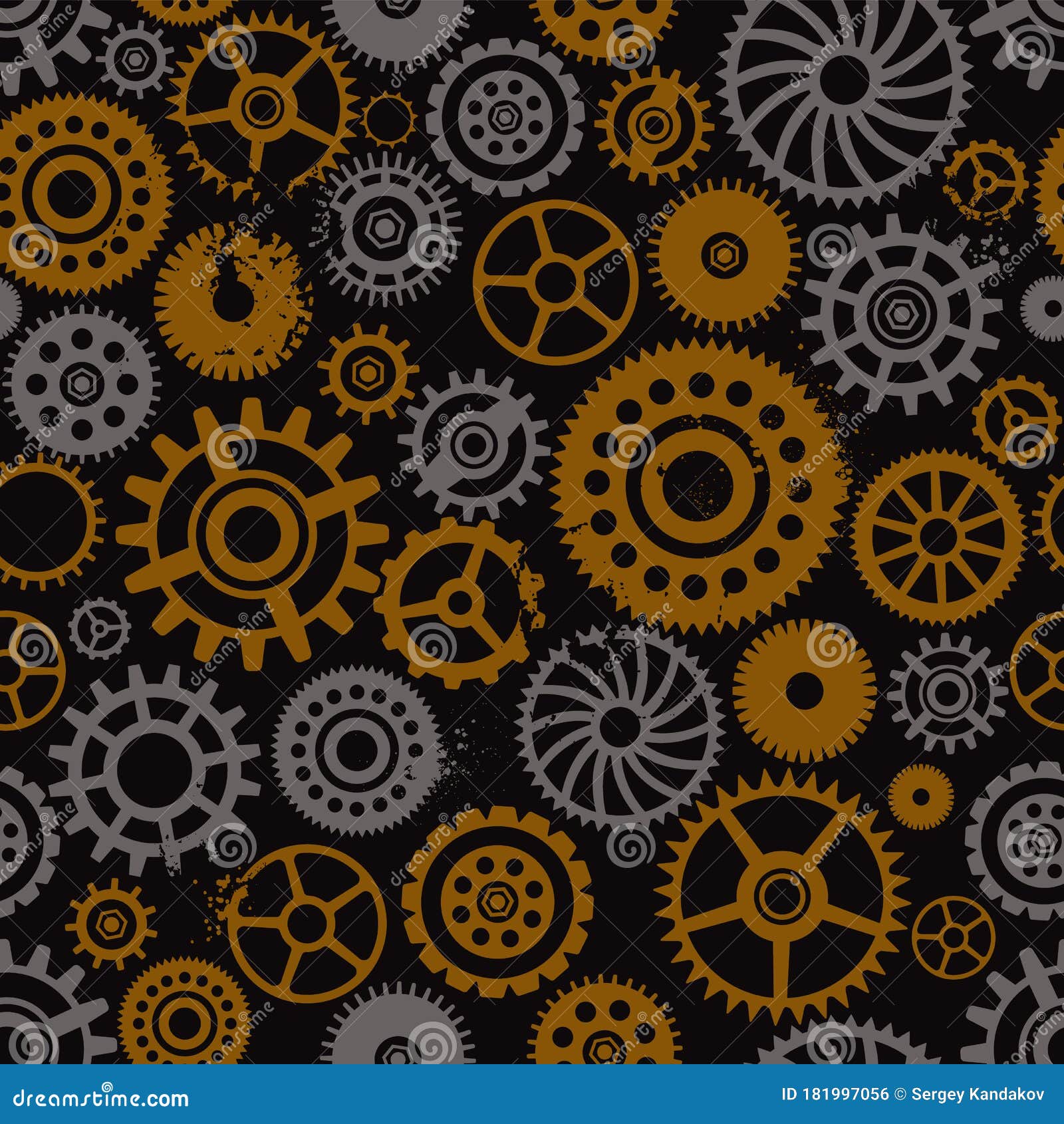 Steampunk Cogwheels Seamless Pattern Stock Vector - Illustration of ...
