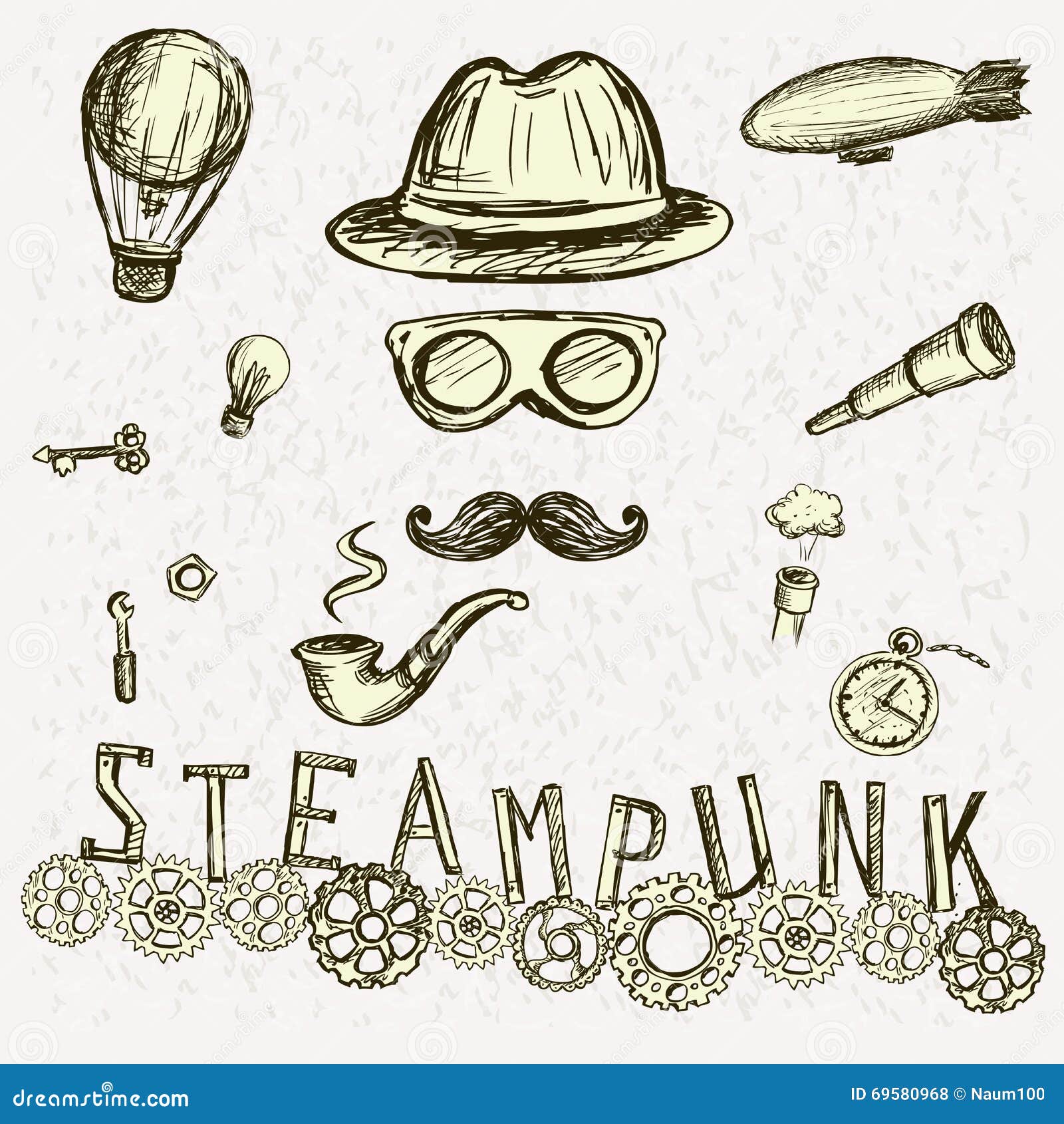 Steampunk Collection, Hand Drawn Stock Vector - Illustration of ...