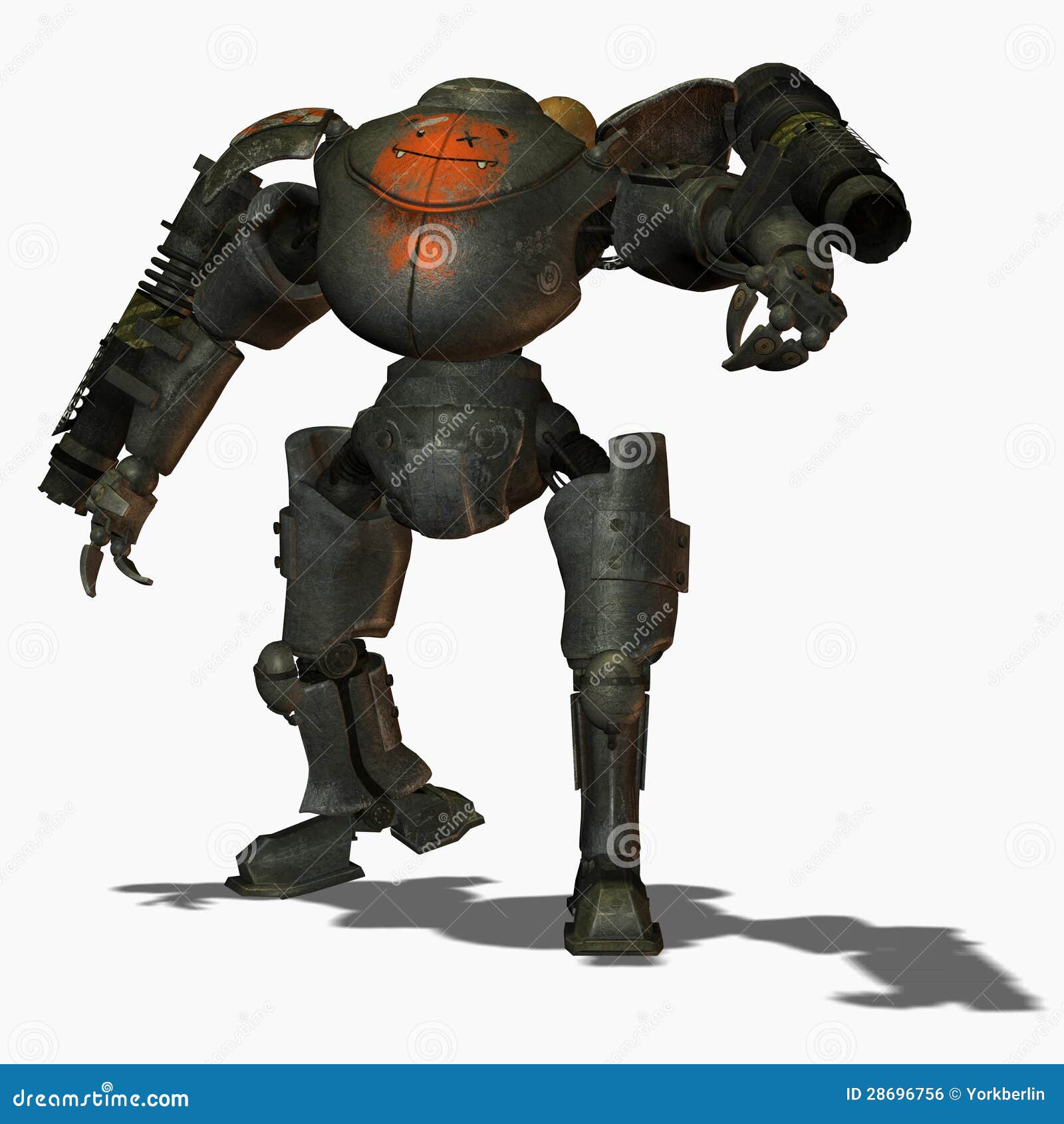 Steampunk Combat Robots Front View Stock Illustration - Illustration of ...