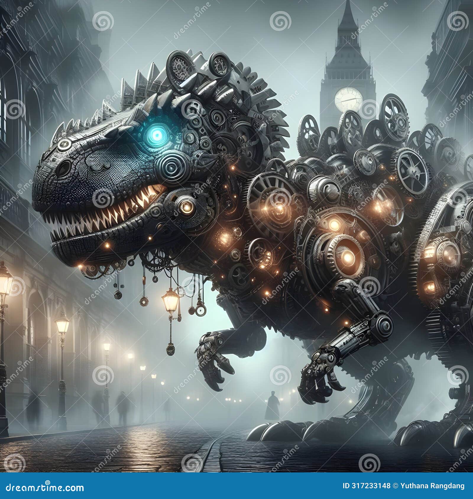 A steampunk dinosaur. stock illustration. Illustration of steampunk ...