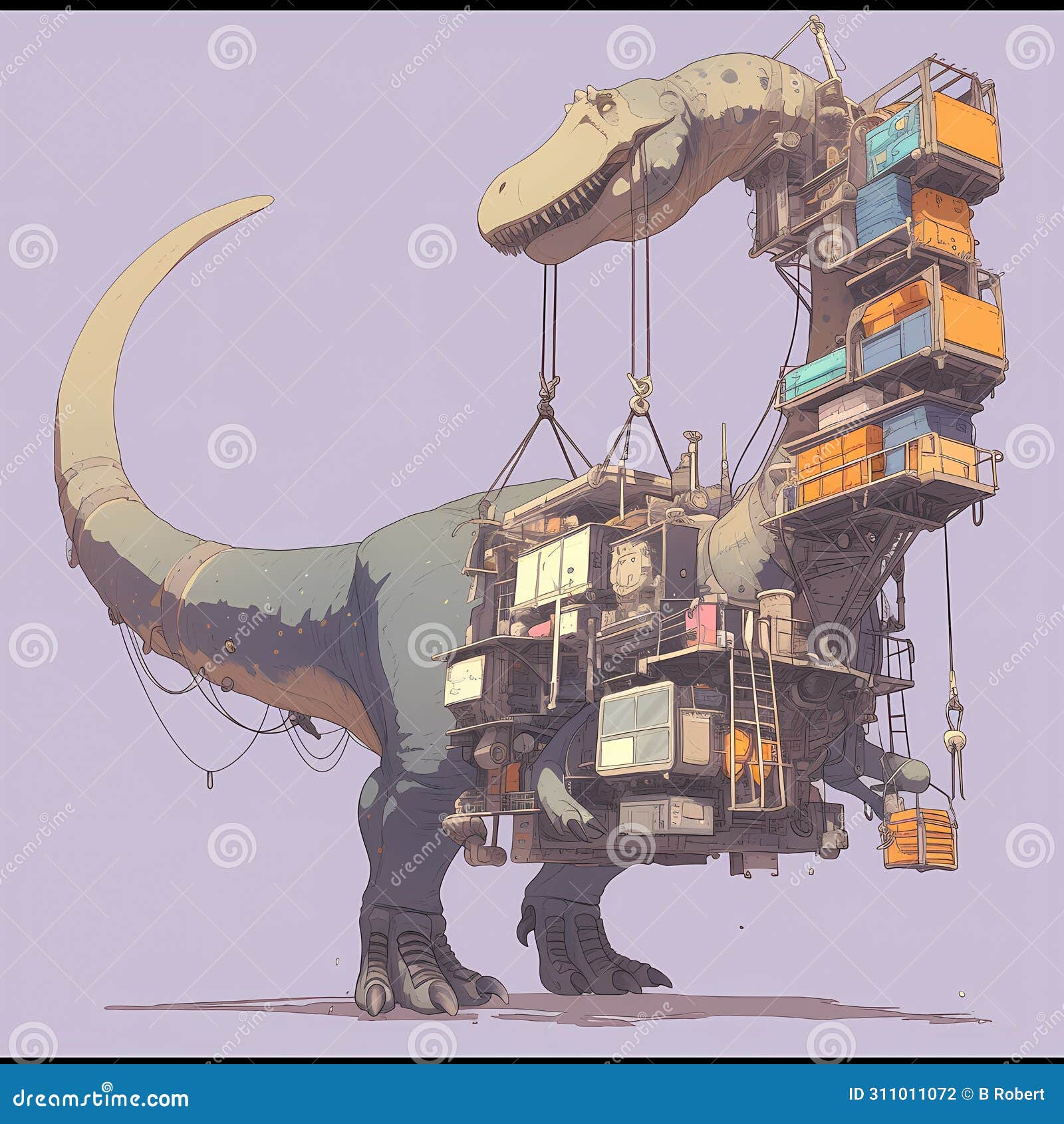 Steampunk Dinosaur: a Vision of History Reimagined Stock Illustration ...
