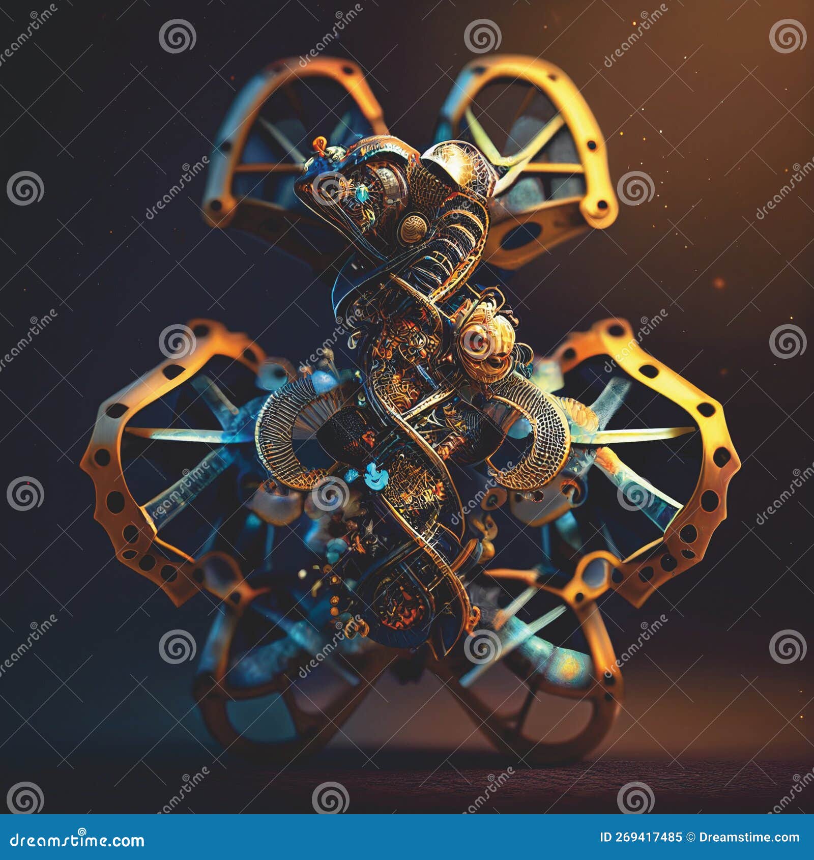 Steampunk DNA Double Helix stock illustration. Illustration of lighting ...