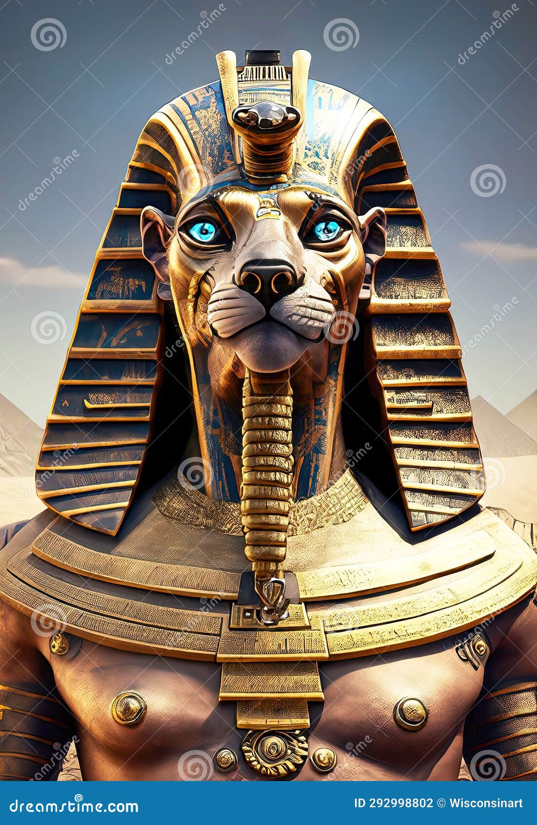 Steampunk Egypt Pharaoh, God, Lion Stock Illustration - Illustration of ...