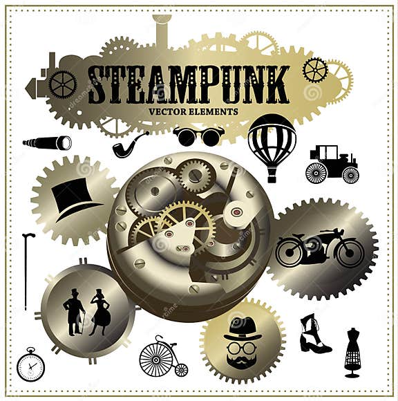 Steampunk Elements. Vector Labels and Icons. Stock Vector ...