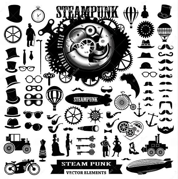 Steampunk Elements. Vector Labels and Icons. Stock Vector ...