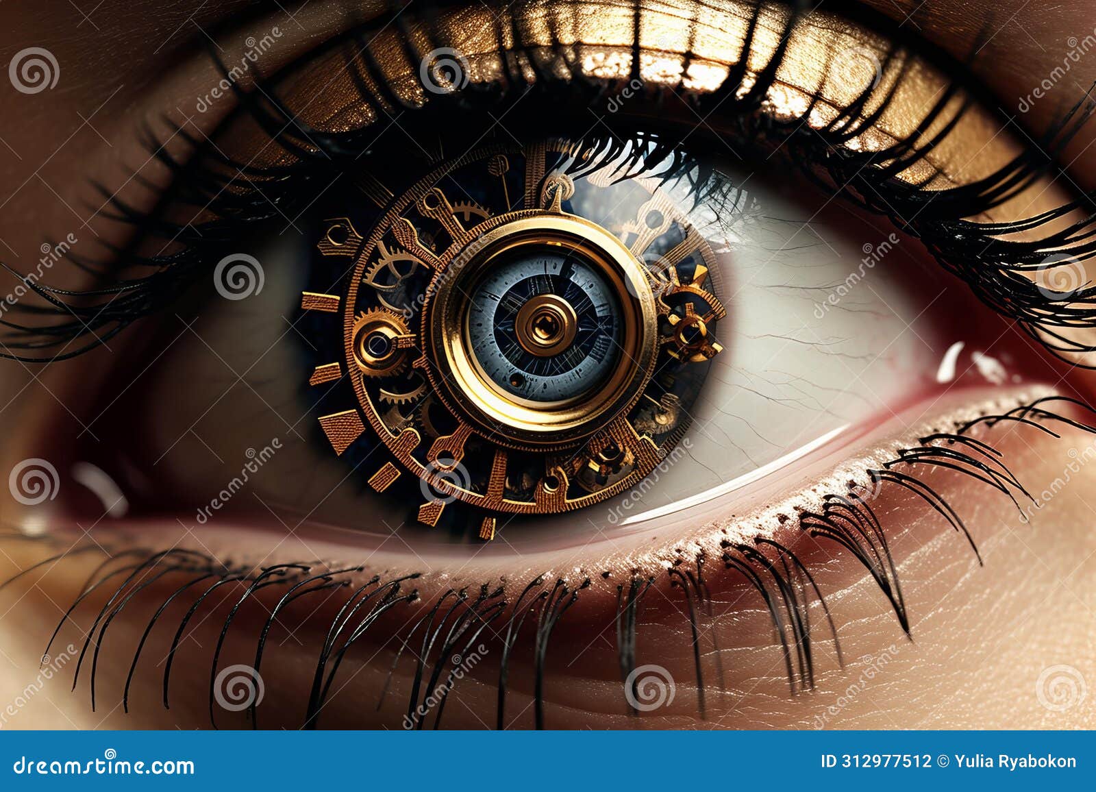 Steampunk Eye Face Banner. Generate Ai Stock Photo - Image of device ...