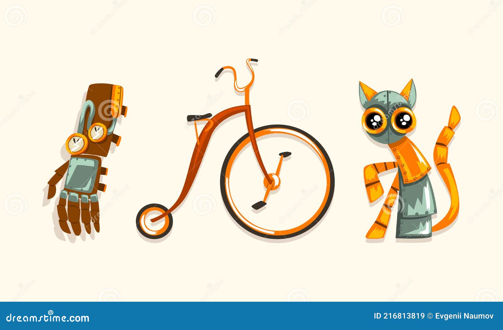 Steampunk Fictional Objects and Mechanism with Cat Robot and Mechanical ...